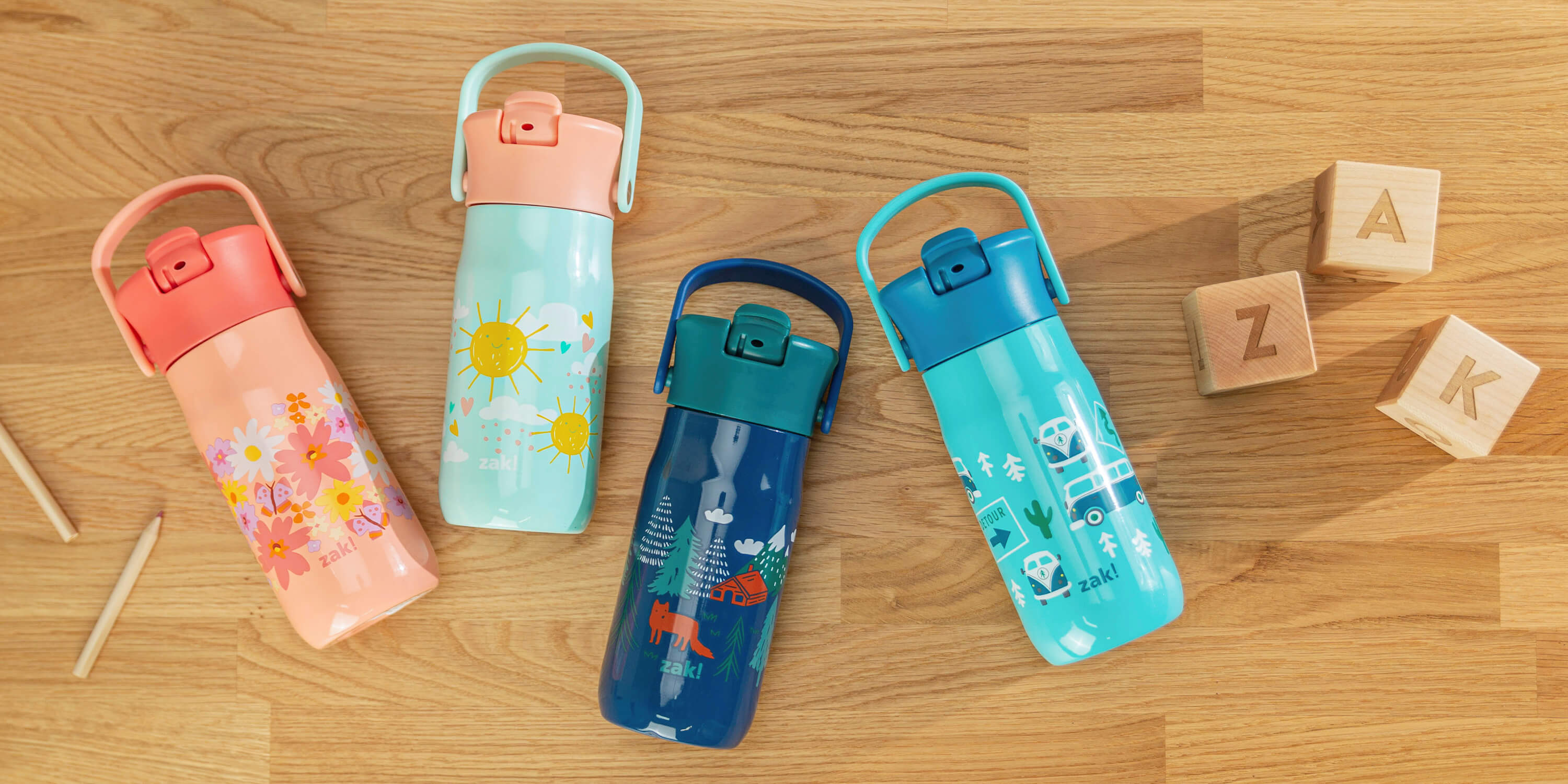 Harmony Kids Insulated Water Bottles with Flip Up Straw – zak.com